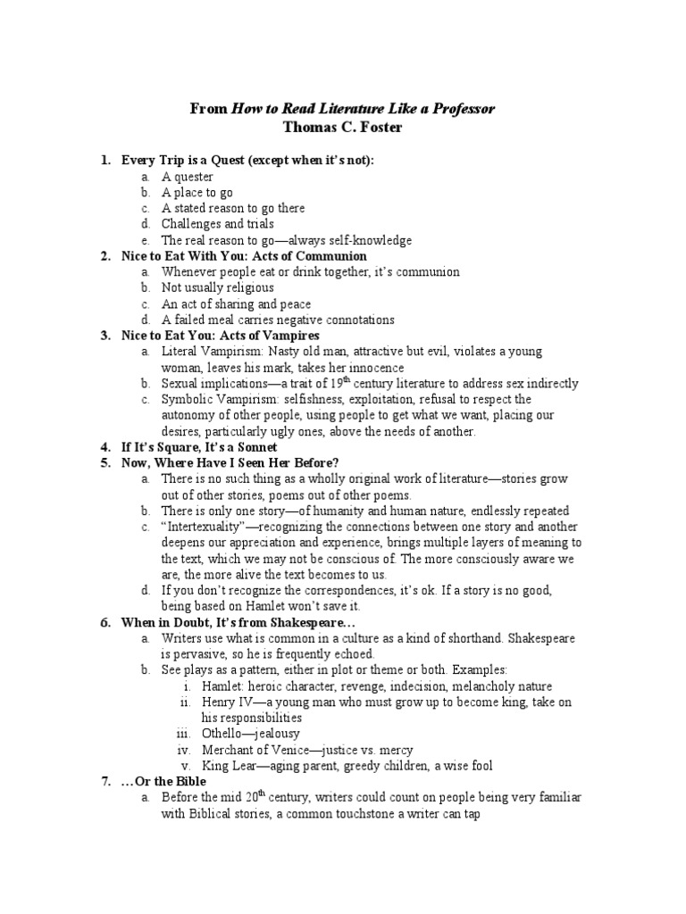 How To Read Like A Professor Outline | PDF | Greek Mythology | Monsters