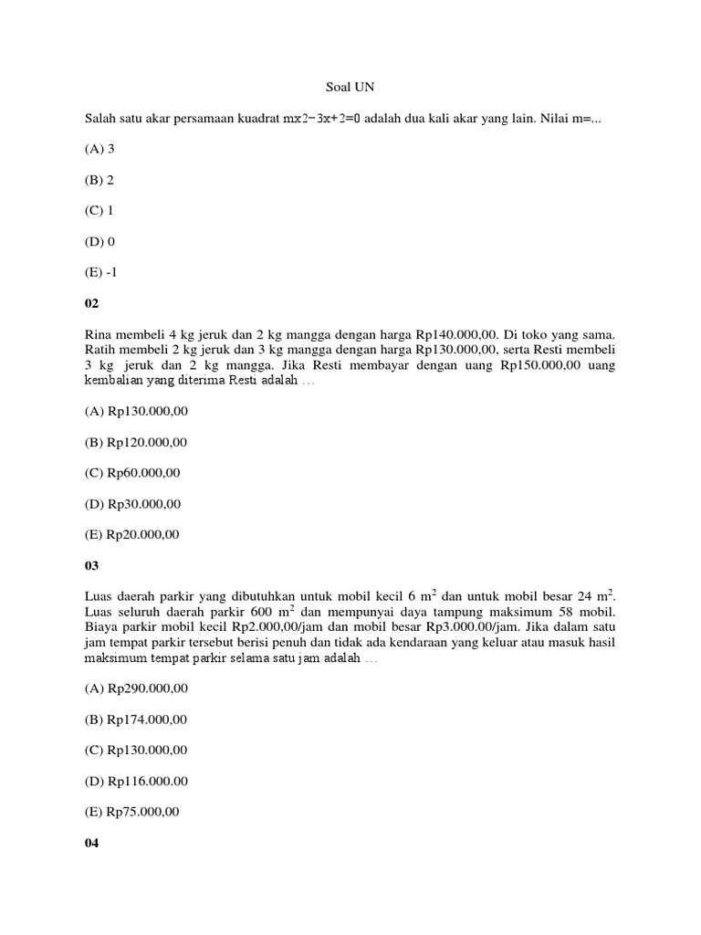 Soal Latihan UN Matematika IPA SMA | PDF