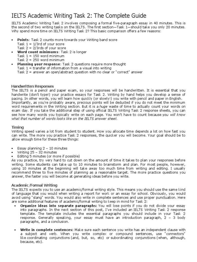Complete Guide to IELTS Academic Writing Task 2 | PDF | International ...