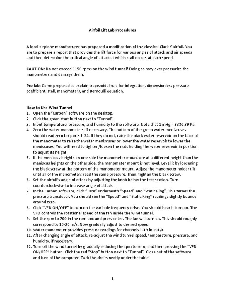 Airfoil Lift Procedures PDF | PDF | Lift (Force) | Airfoil