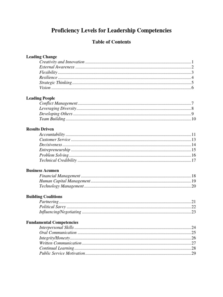Leadership Competency Proficiency Levels | PDF | Competence (Human ...