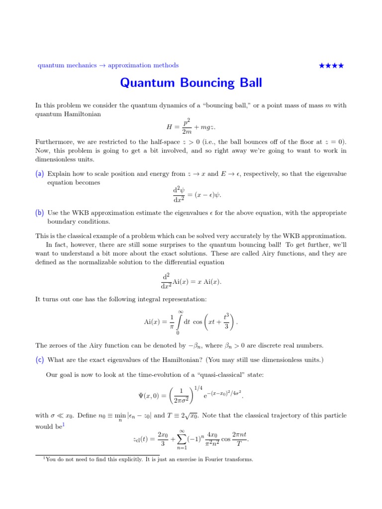 Quantum Bouncing Ball Pdf Pdf Wave Function Scientific Theories