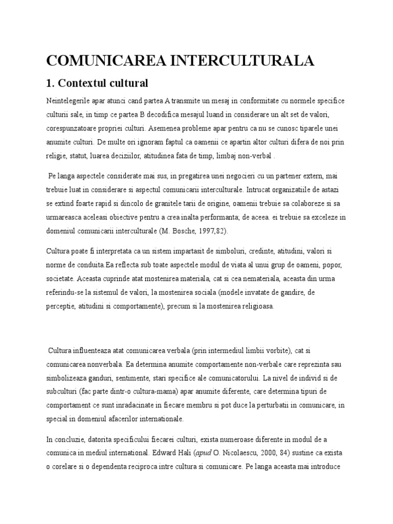 Comunicarea Interculturala | PDF