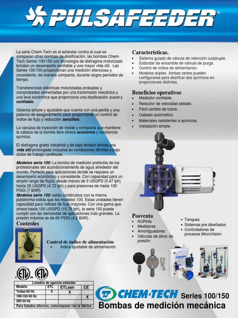 Chem Tech Series 100 150 Tech Sheet Es PDF | PDF | Bomba | Cloruro de ...