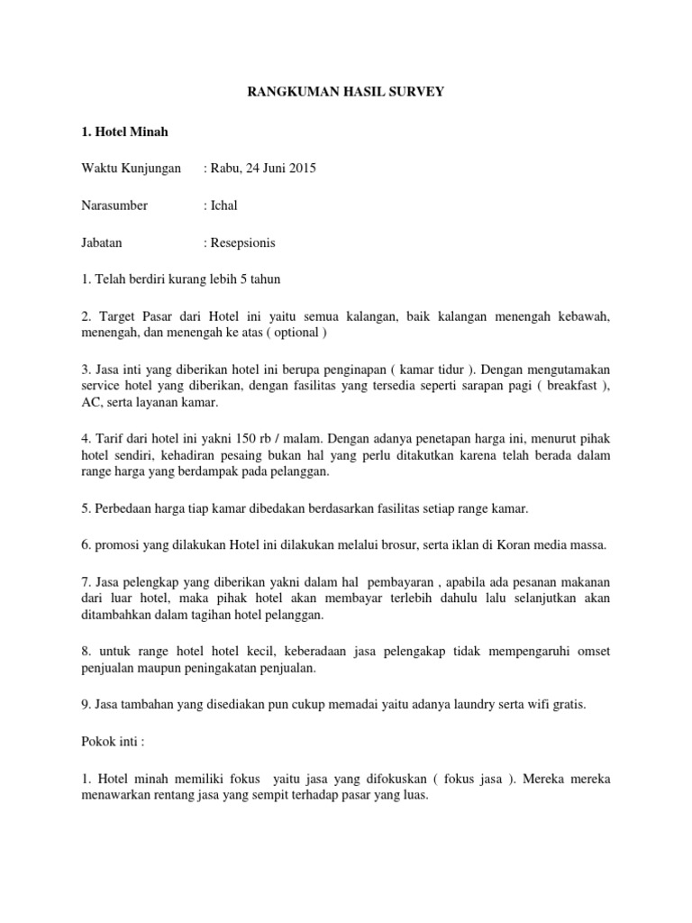 Rangkuman Hasil Survey | PDF