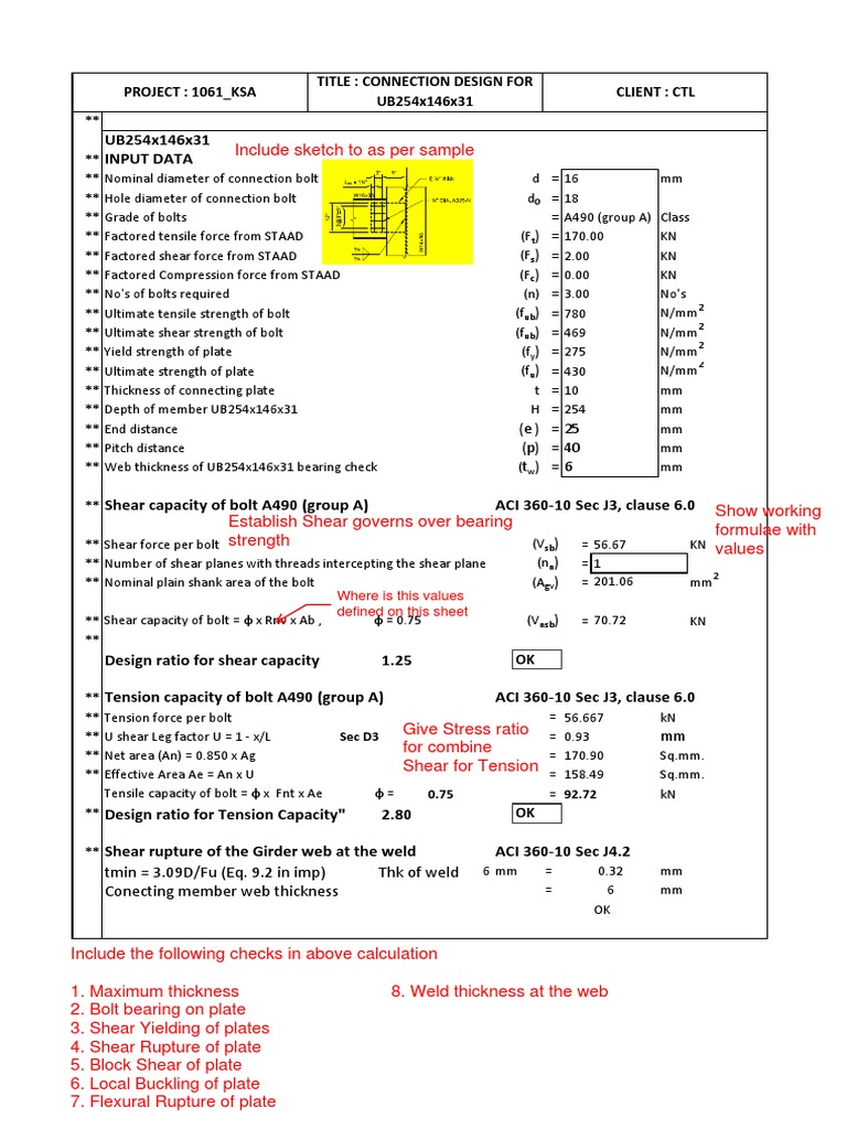 Connection Design - CTL Observation | PDF | Screw | Ultimate Tensile ...