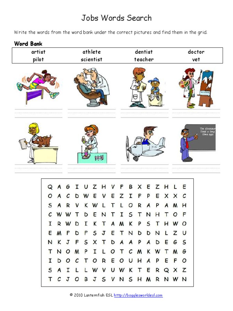 Easy Job Word Search A | PDF