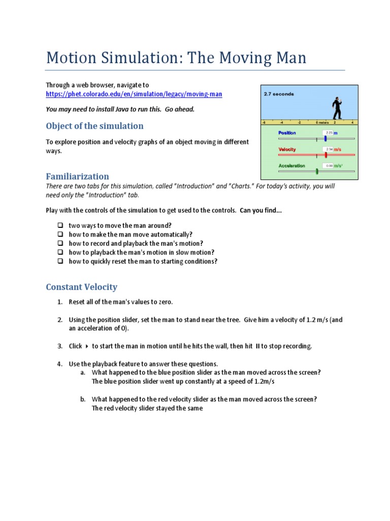 Yash Kedia - Moving Man Phet Simulation TJT | PDF | Acceleration | Velocity