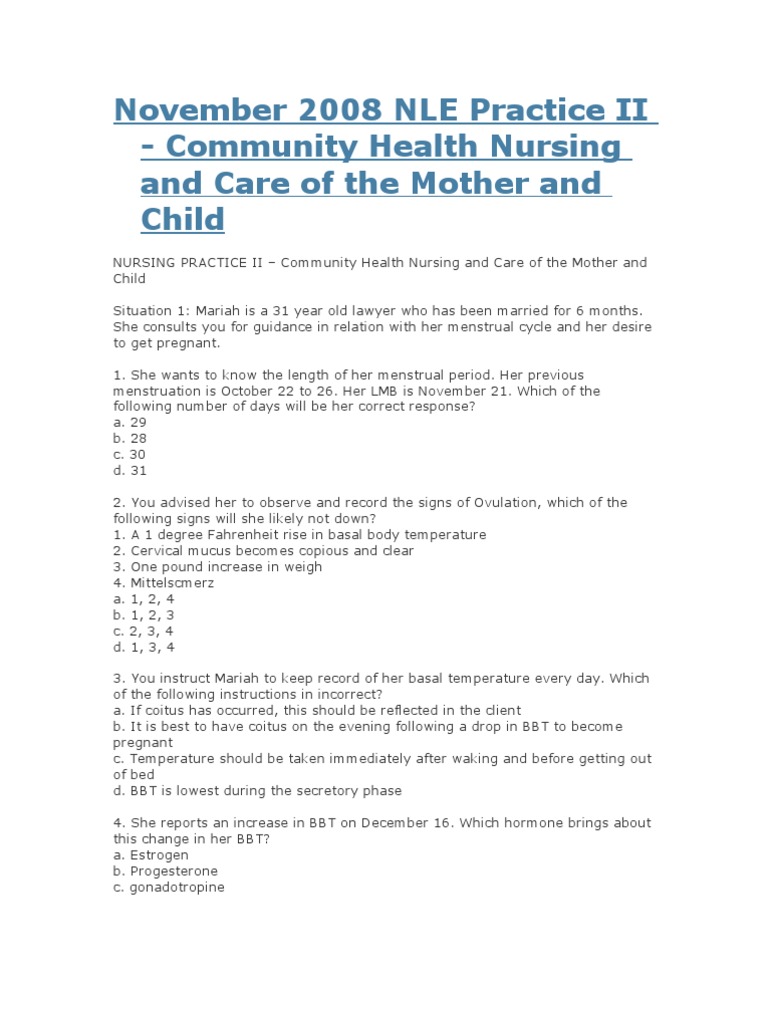 November 2008 NLE Practice II | PDF | Menstrual Cycle | Infertility