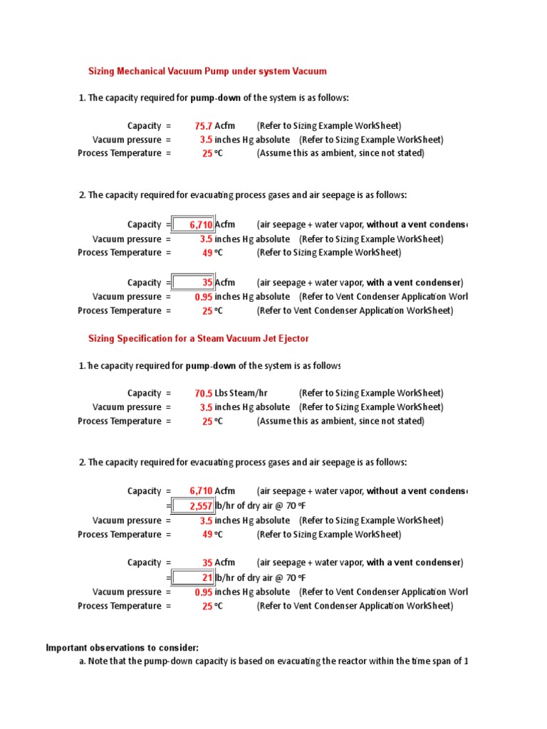 Vacuum Pump Sizing and Ejector Design | PDF | Vacuum | Pressure
