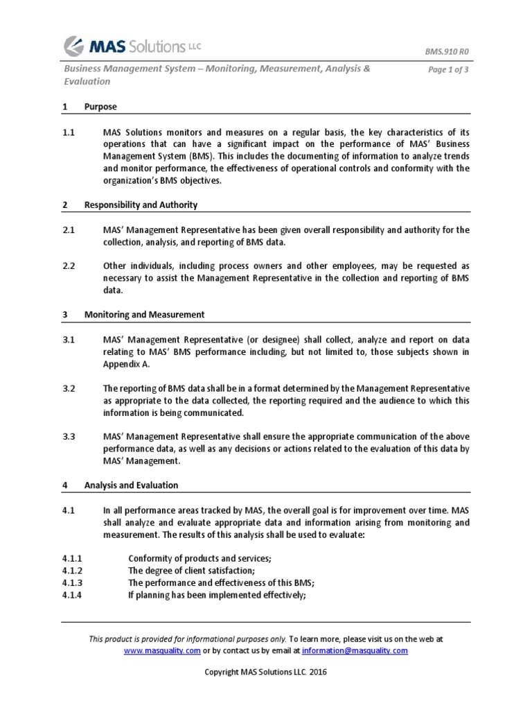 bms.0910 r0 Monitoring Measurement Analysis Evaluation PDF | PDF ...