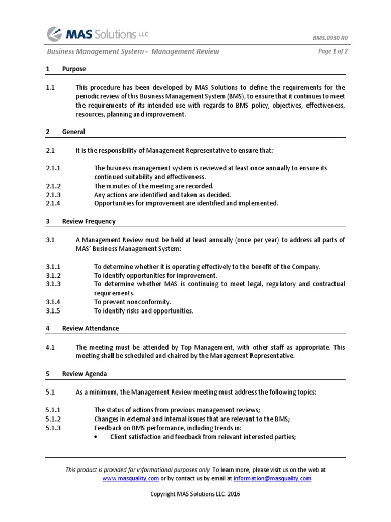 bms.0930 r0 Management Reviews PDF | PDF | Audit | Government