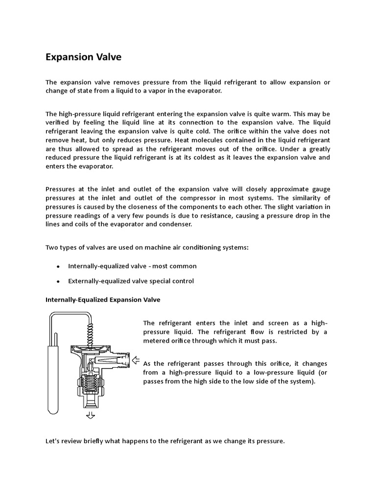 Expansion Valves - Working Principle | PDF | Engineering Thermodynamics ...