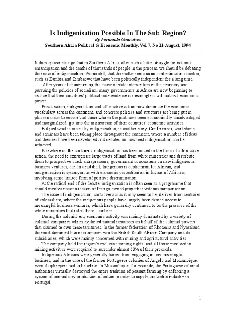 Indigenisation | PDF | Zimbabwe | State Owned Enterprise