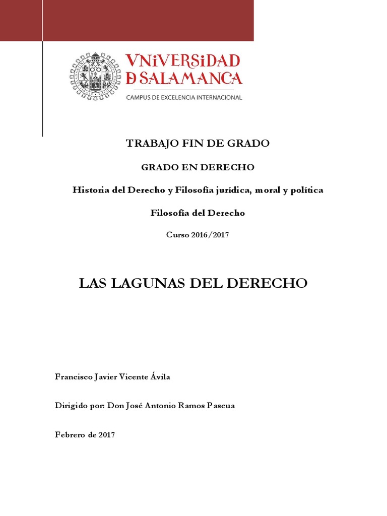 Las Lagunas Del Derecho. Trabajo Fin de Grado. Curso 2016-2017 Universidad de Salamanca | PDF ...