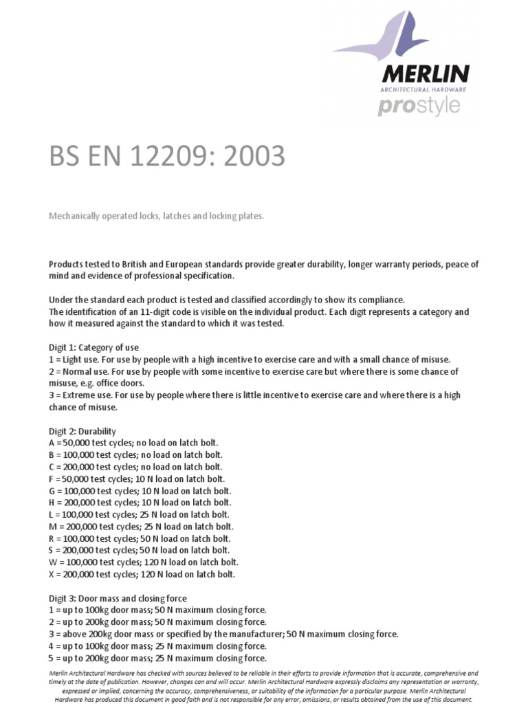 An In-Depth Explanation of BS EN 12209: 2003 and its Classification ...