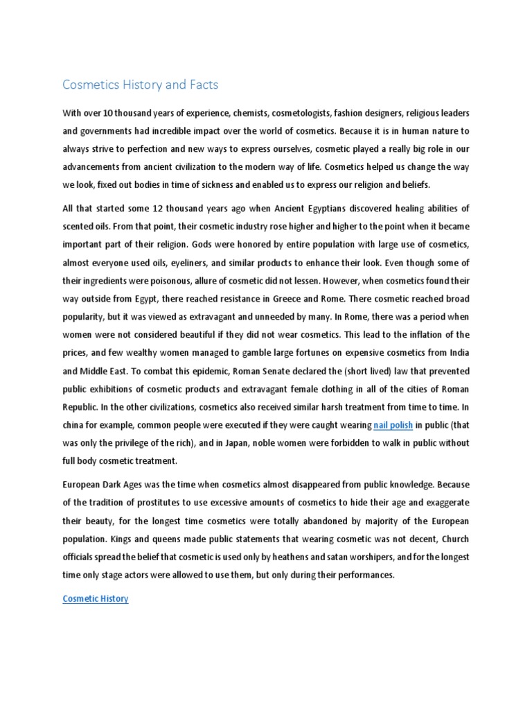Evolution of the Cosmetics Industry | PDF | Cosmetics | Ancient Egypt