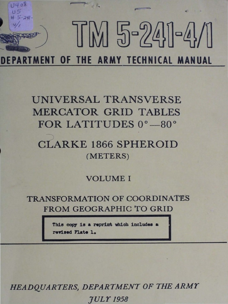 Technical Manual on the Universal Transverse Mercator Grid Tables for ...