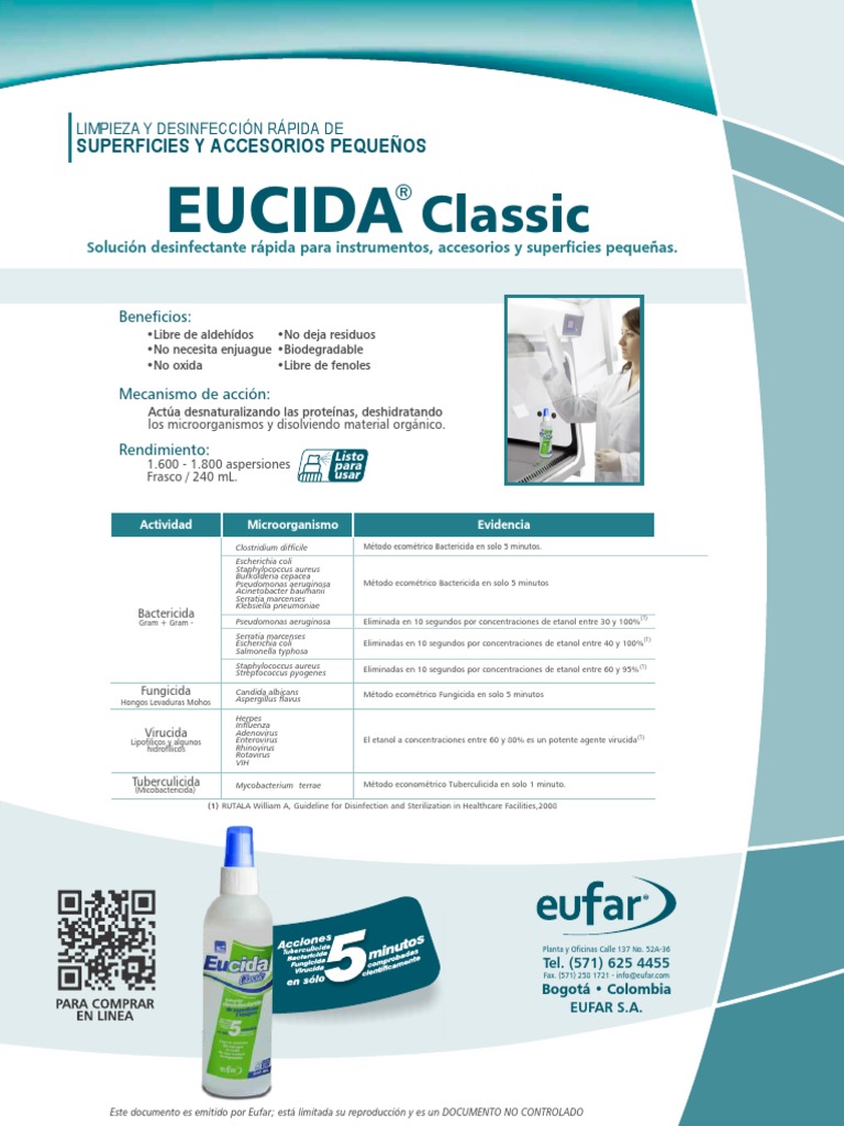 Ficha Tecnica Eucida Classic | Microbiología | Especialidades Medicas