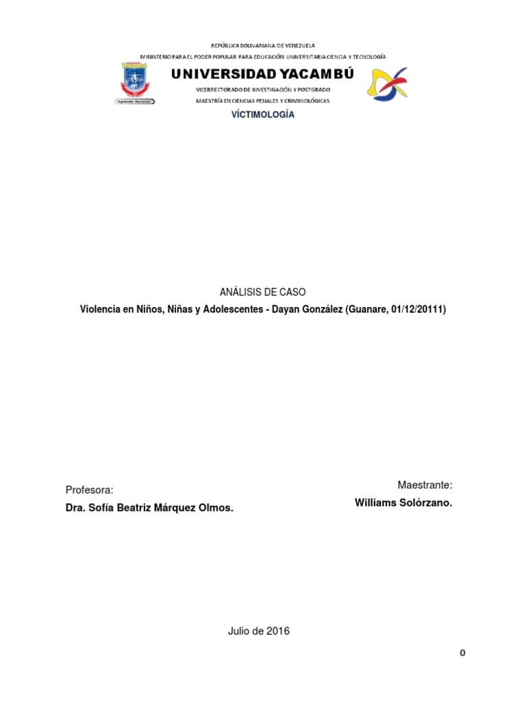 Analisis de Caso Dayan Gonzalez | PDF | Abuso infantil | Violencia