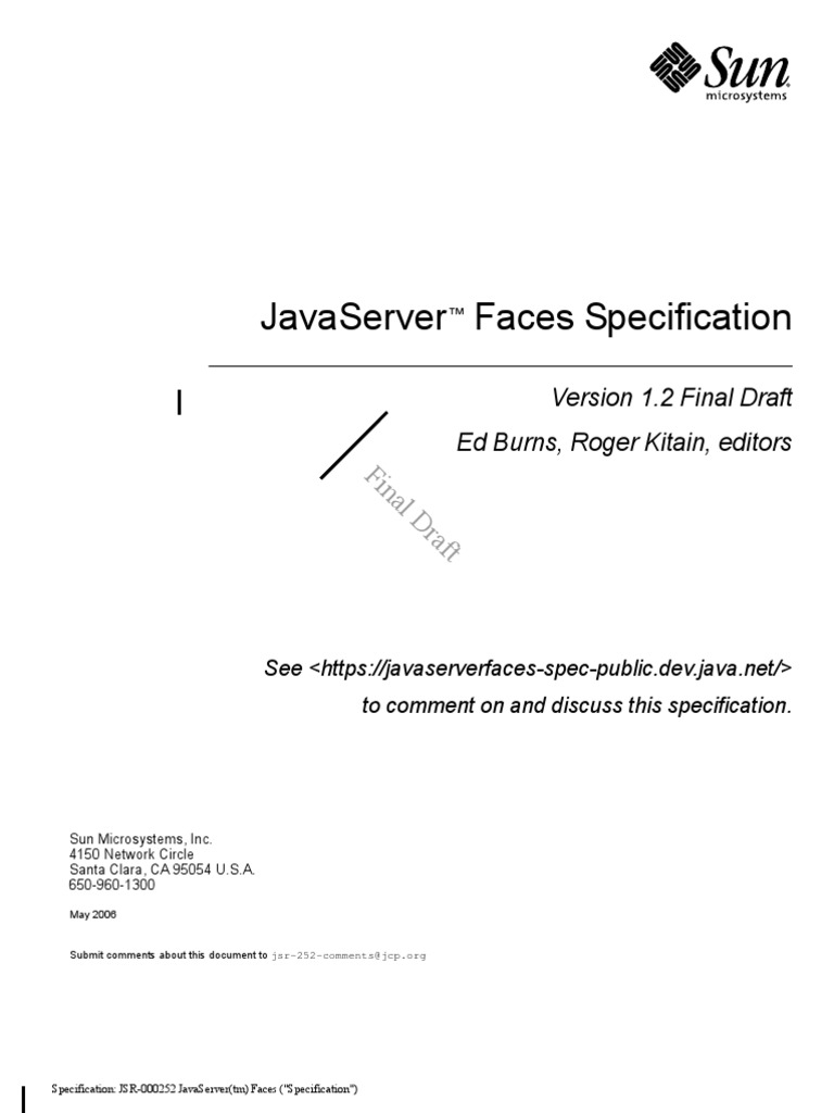 JSF 1 - 2 FR Spec | PDF | Java Servlet | Java Server Faces