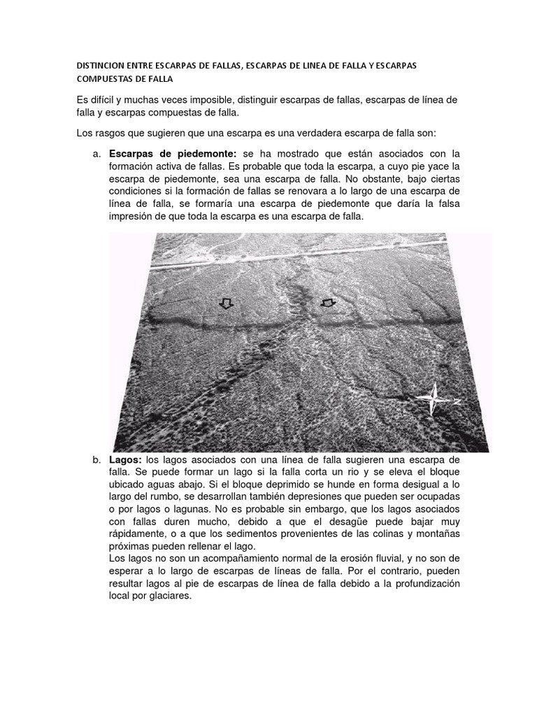 Distincion Entre Escarpas de Fallas Escarpas de Linea de Falla y ...