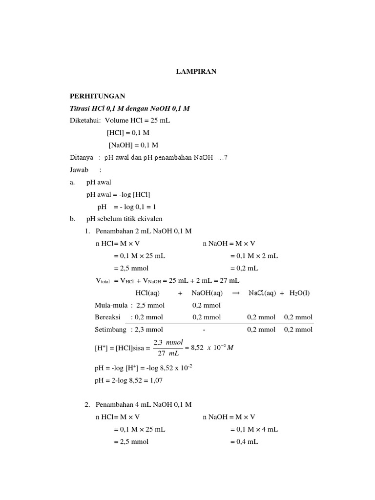 Lampiran Perhitungan Kurva Titrasi | PDF
