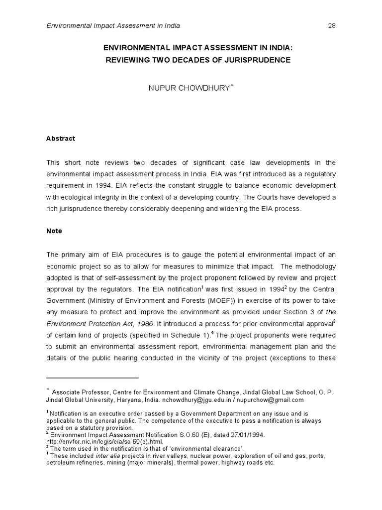 Environmental Impact Assessment In India Pdf Environmental Impact