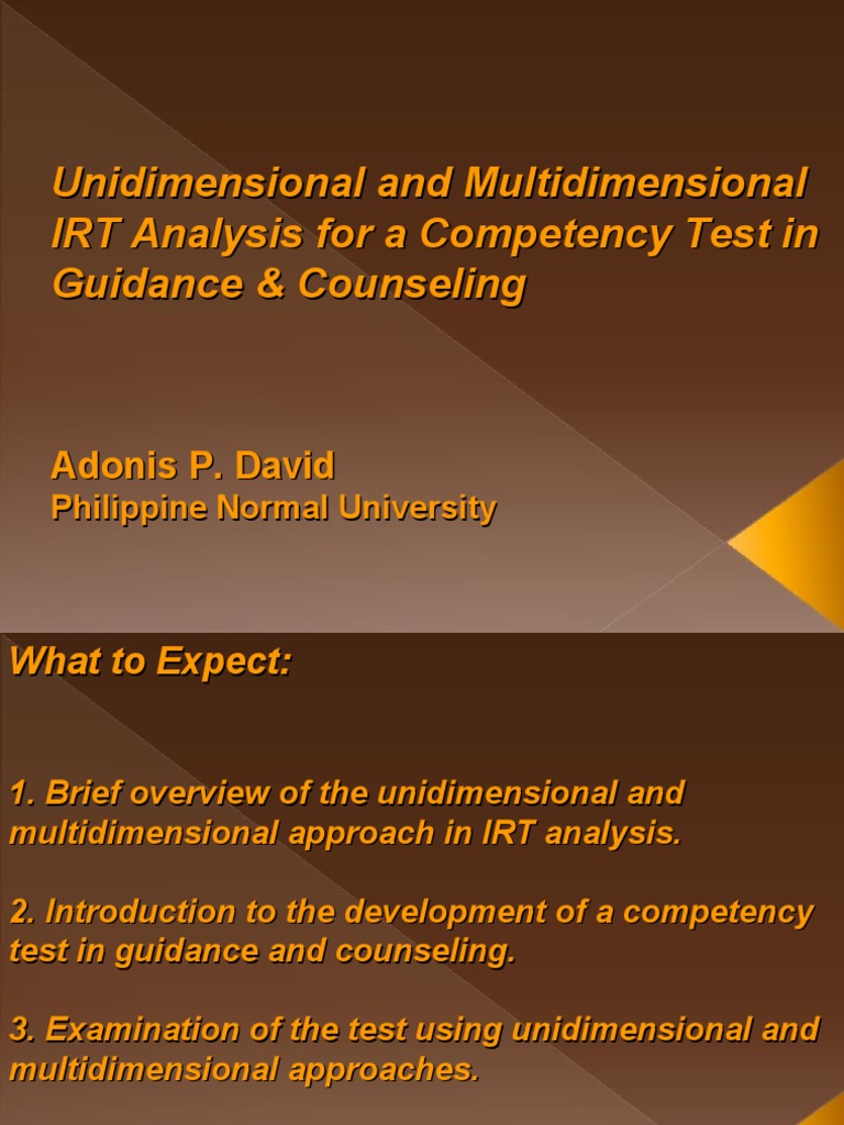 Unidimensional and Multidimensional IRT Analysis For A Competency Test ...