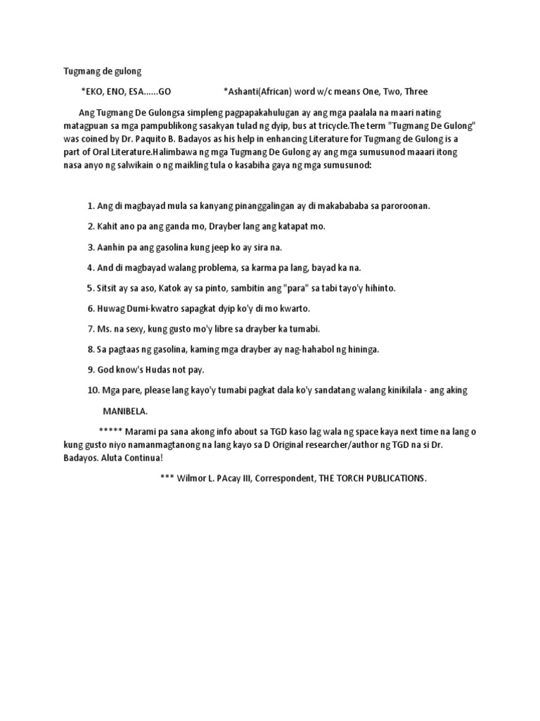 Tugmang de Gulong | PDF