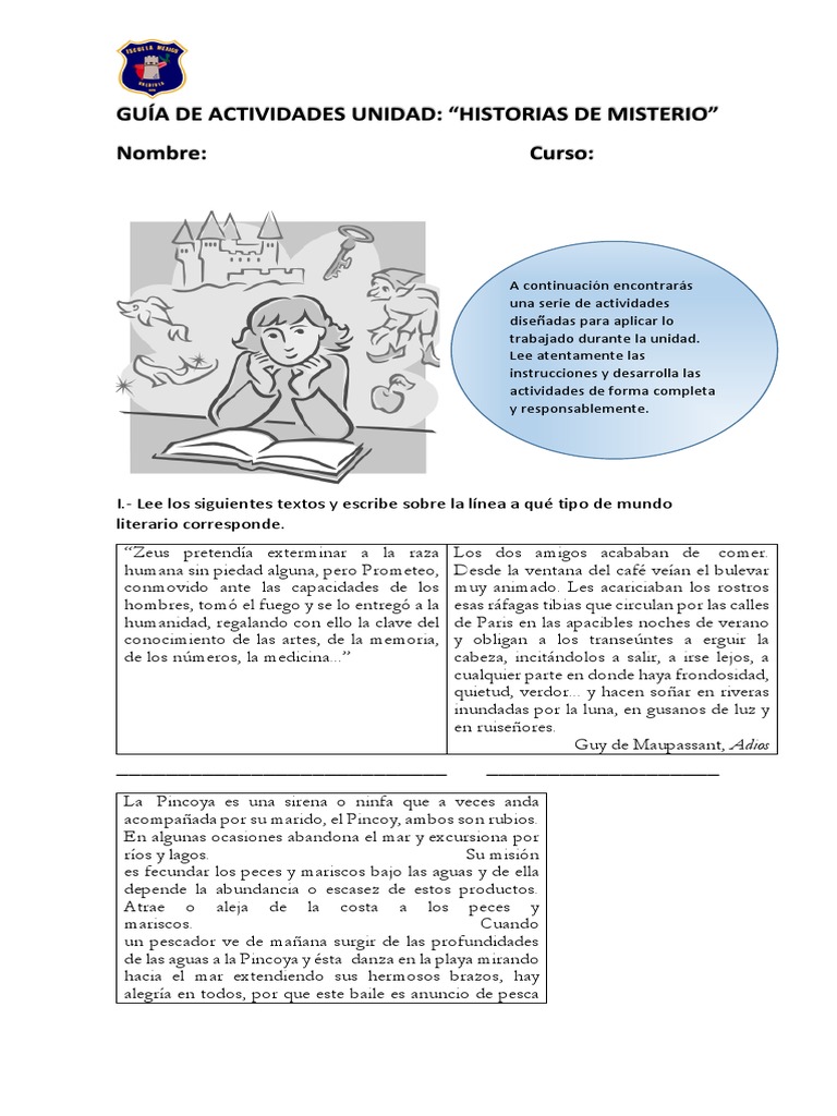 Actividades sobre Historias de Misterio | PDF | Medusa | Naturaleza