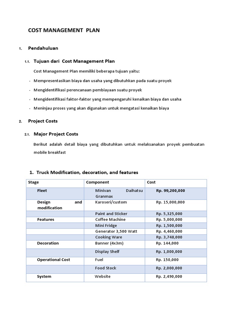 Cost Management Plan | PDF