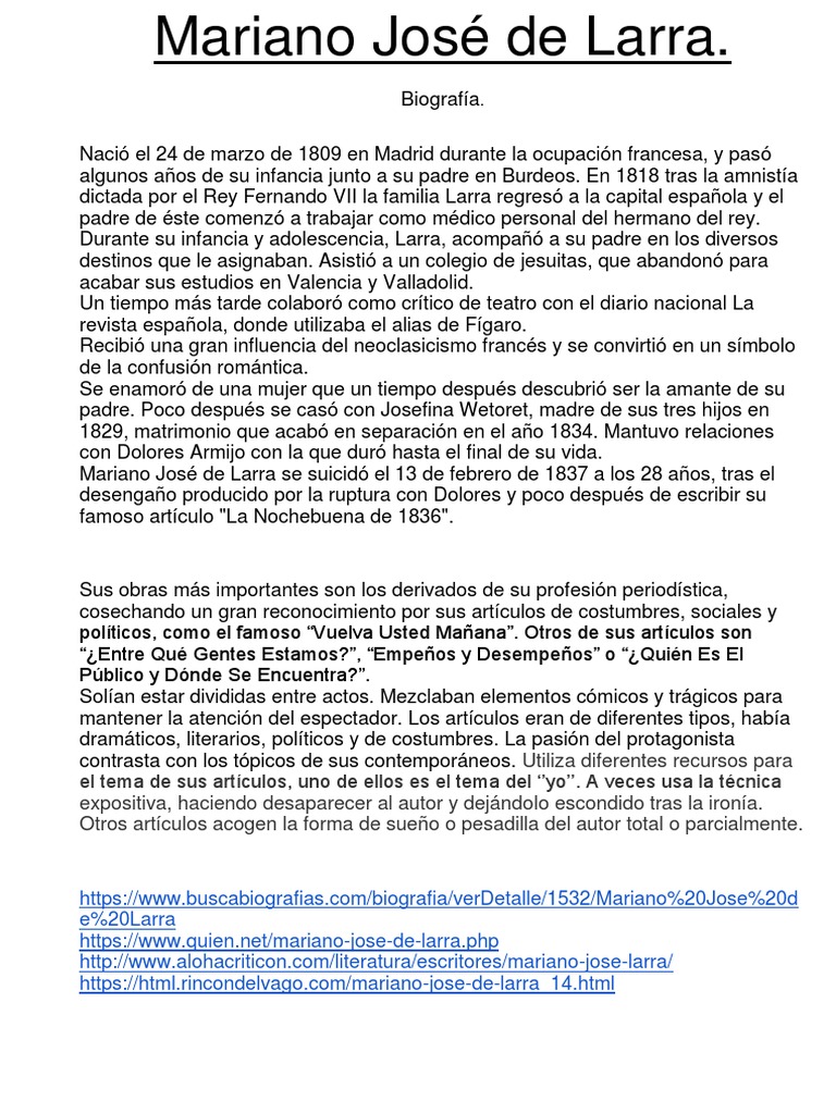 Biografía de Larra | PDF