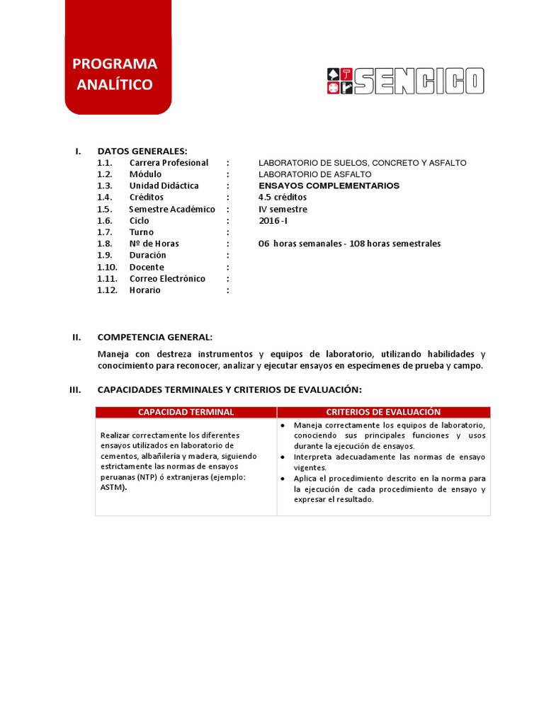 Ensayos Complementarios | PDF | Ensayos | Laboratorios