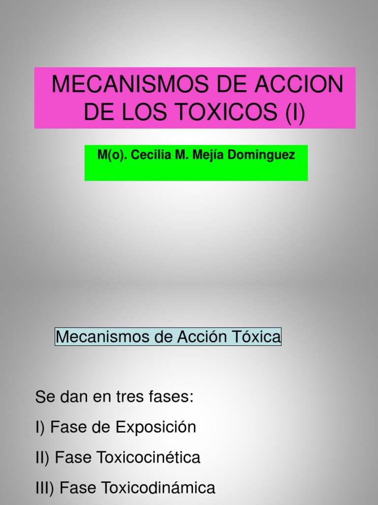 Clase 2 a Fases y Mecanismos de Accion de Los Toxicos (i) | Toxicidad ...