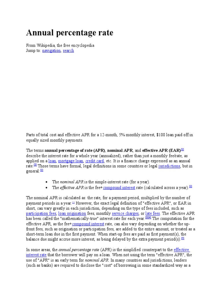 Annual Percentage Rate | PDF | Annual Percentage Rate | Loans