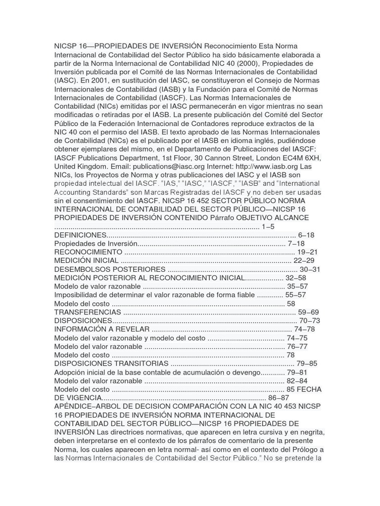 Nicsp 16 | PDF | normas internacionales de INFORMACION FINANCIERA ...