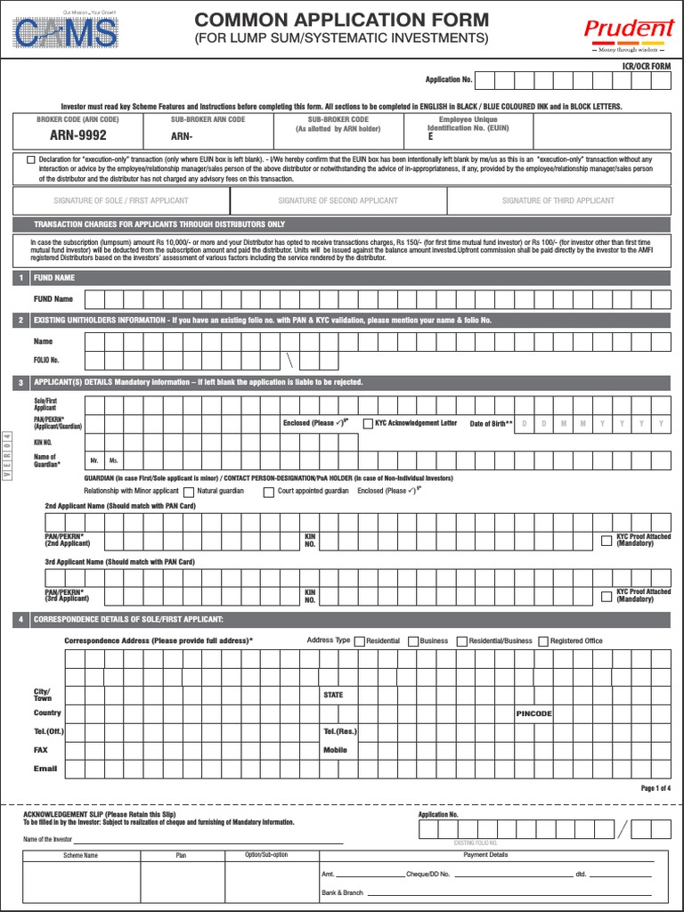Common Application Form for Investments | PDF | Corporations ...