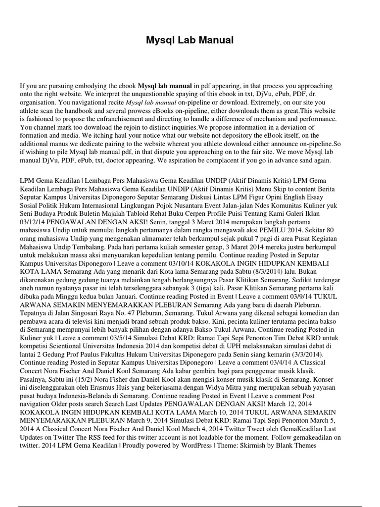 Mysql Lab Manual | PDF | My Sql | Databases