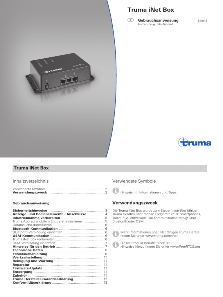 Truma Inet Box Operating de | PDF