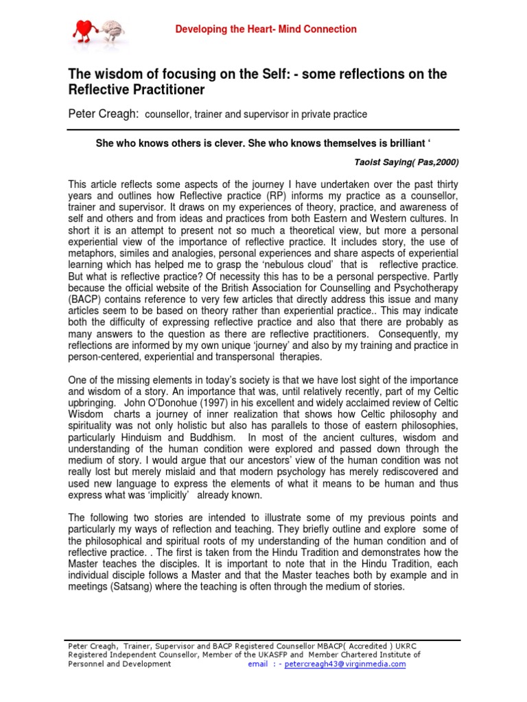The Reflective Practitioner - The Wisdom of Focusing On The Self, The ...