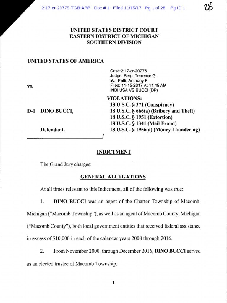 Dino Bucci Indictment | PDF