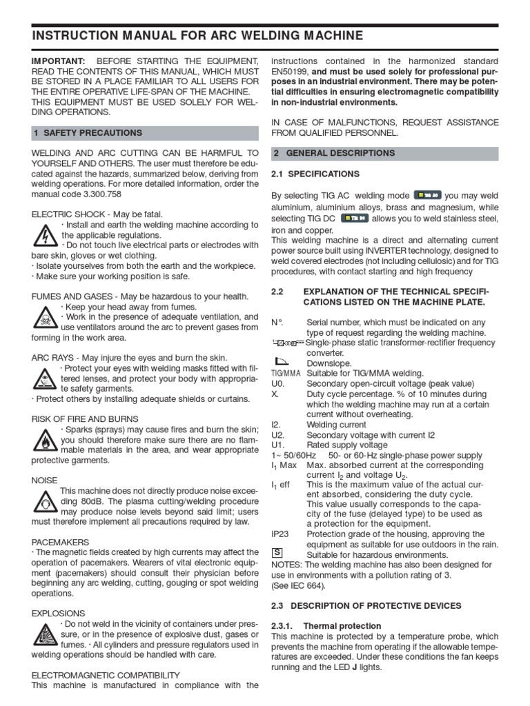 Arc Welding Machine Instruction Manual | PDF | Welding | Construction