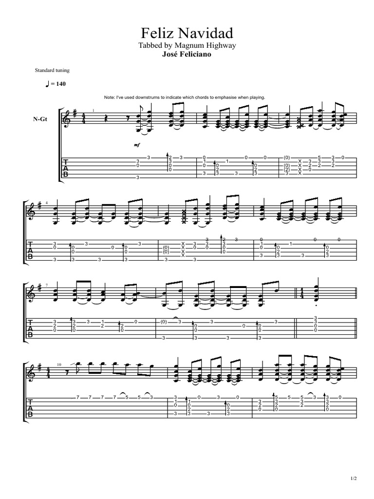 Feliz Navidad Guitar Chords & Tabs | PDF | Elements Of Music