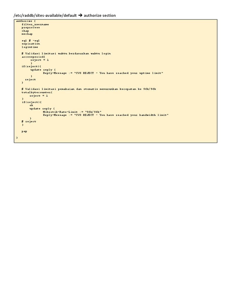 Freeradius-Config Log | PDF | Sql | User (Computing)