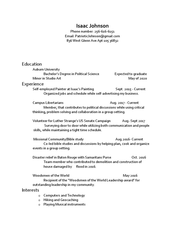 Isaac Johnson's Resume: Political Science Grad | PDF | Social Science ...