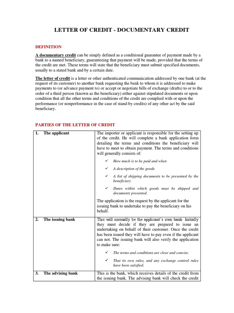 Letter of Credit | PDF | Letter Of Credit | Credit (Finance)