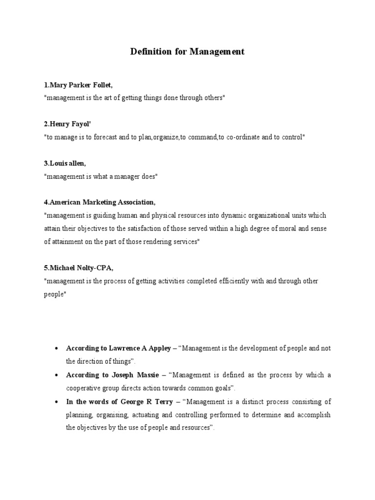 Definition For Management | PDF | Business