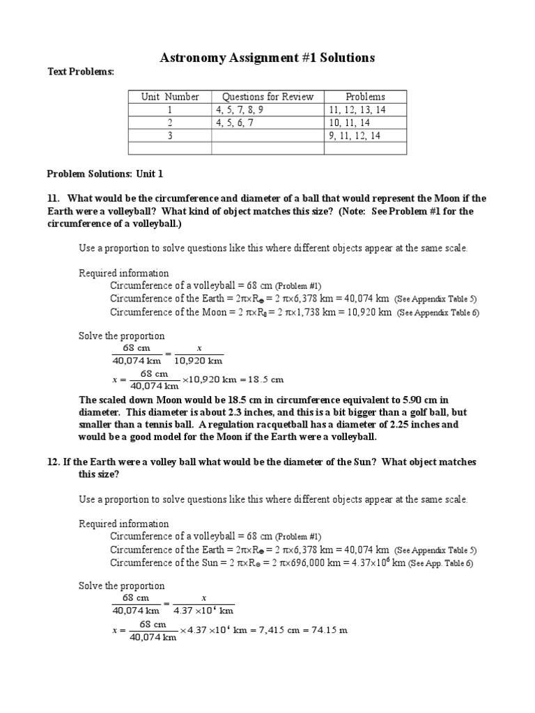 Astronomy HW 01 Problem Solutions | PDF | Milky Way | Astronomical Unit