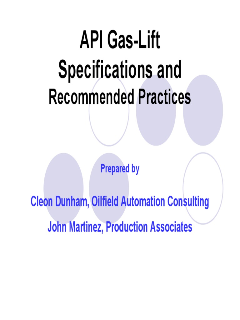 API and ISO Gas-Lift Recommended Practices PDF | PDF | Verification And ...
